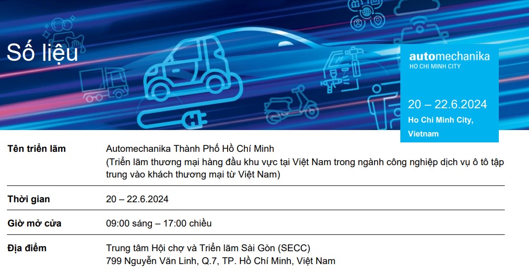 AUTOMECHANIKA HCM 2024 – Triển lãm Thương mại ngành Công nghiệp Dịch vụ ...